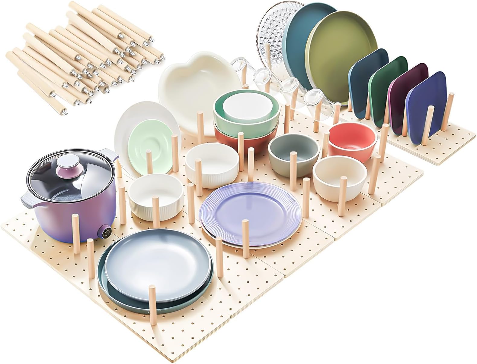 Amazon.com: Wood Pegboard Drawer Organizer Drawer Peg Wooden Peg Board ...