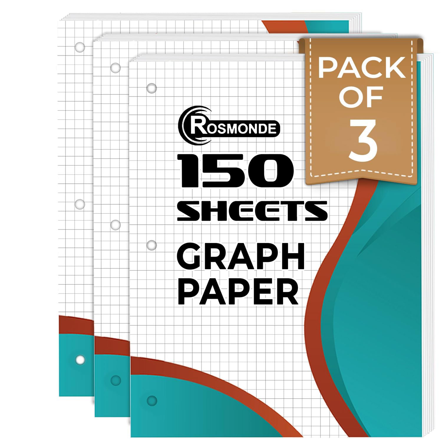 Amazon.com : Rosmonde Graph Paper 3 Pack, 450 Sheets, 4x4 Grid Paper, 8 ...