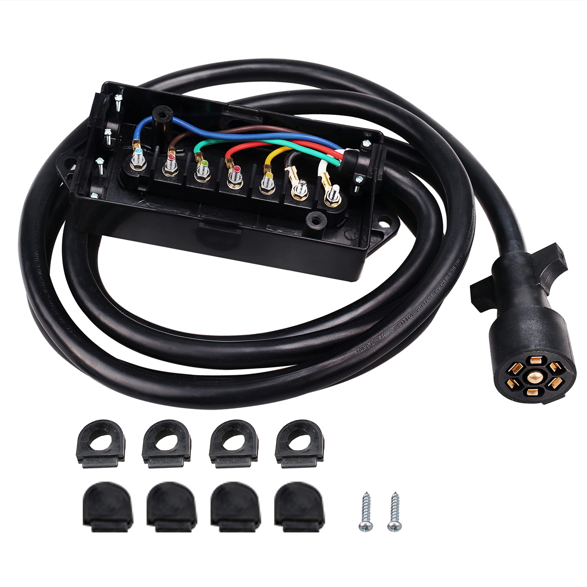 Buy Primelux 11ft 7-way Trailer Cord with Junction Box - 7-Pin Trailer ...