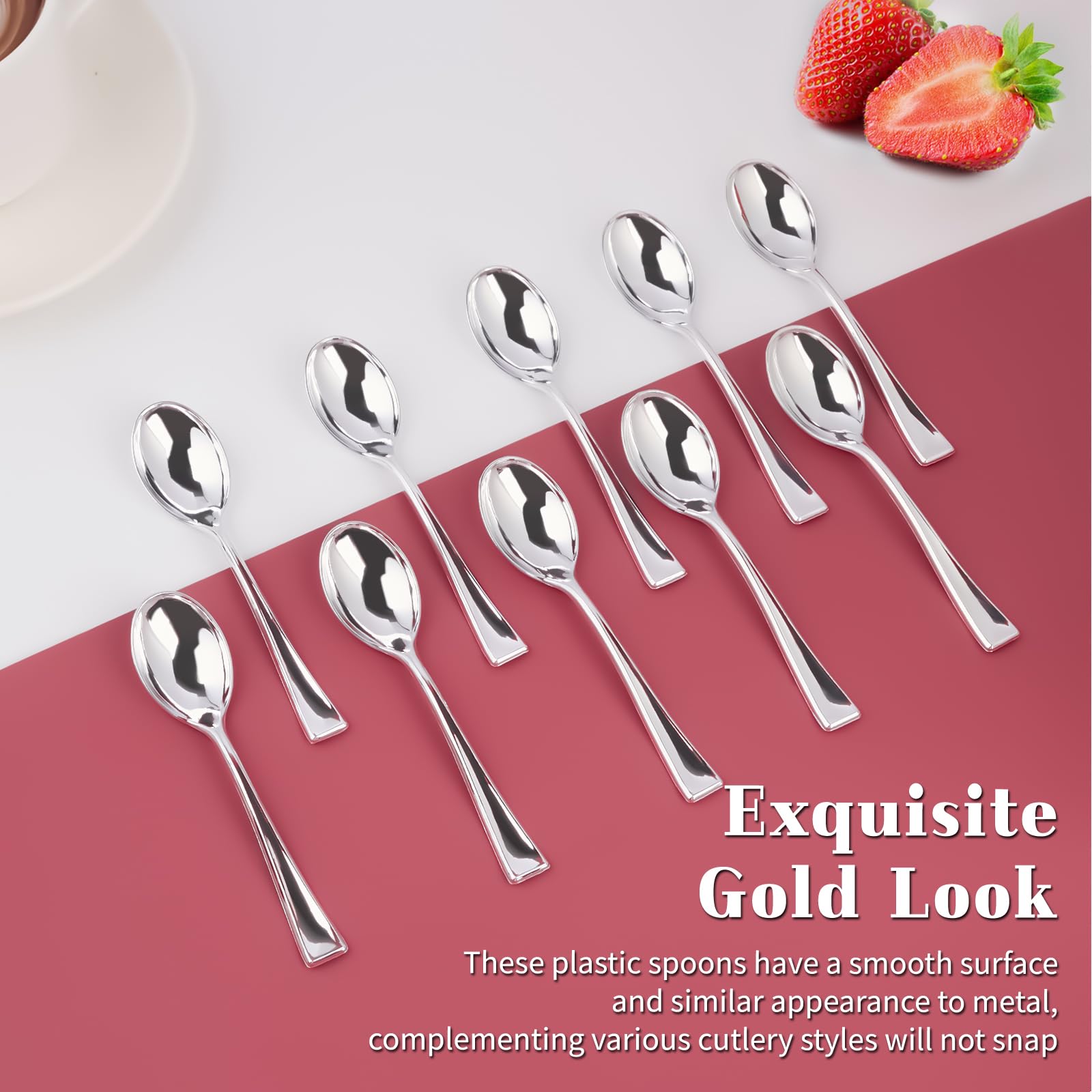 Snapklik.com : 4 Inches Silver Mini Plastic Spoons, 100 Pack Disposable ...