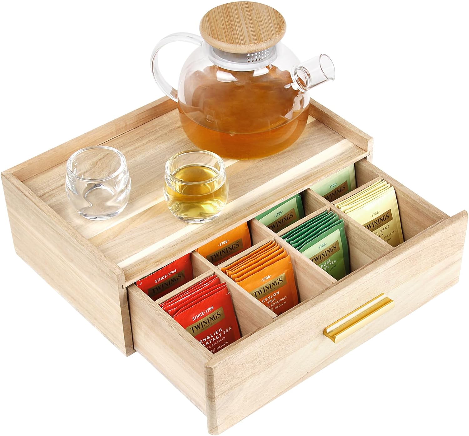 Amazon.com: Acacia Wood Tea Bag Organizer, Tea Organizers and Storage ...
