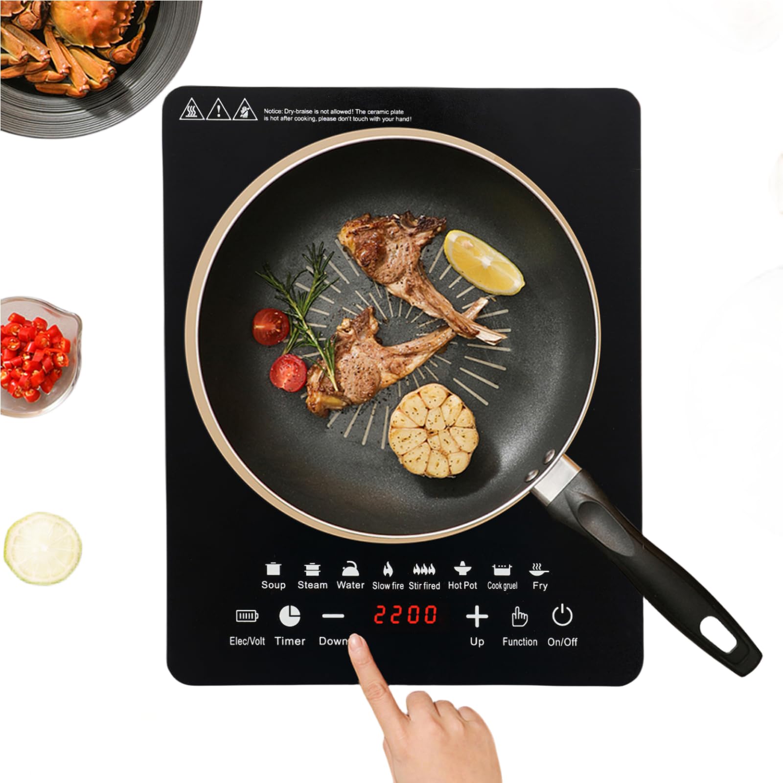 Amazon.com: LIYUANJUN Portable Induction Burner for Cooking, Electric ...