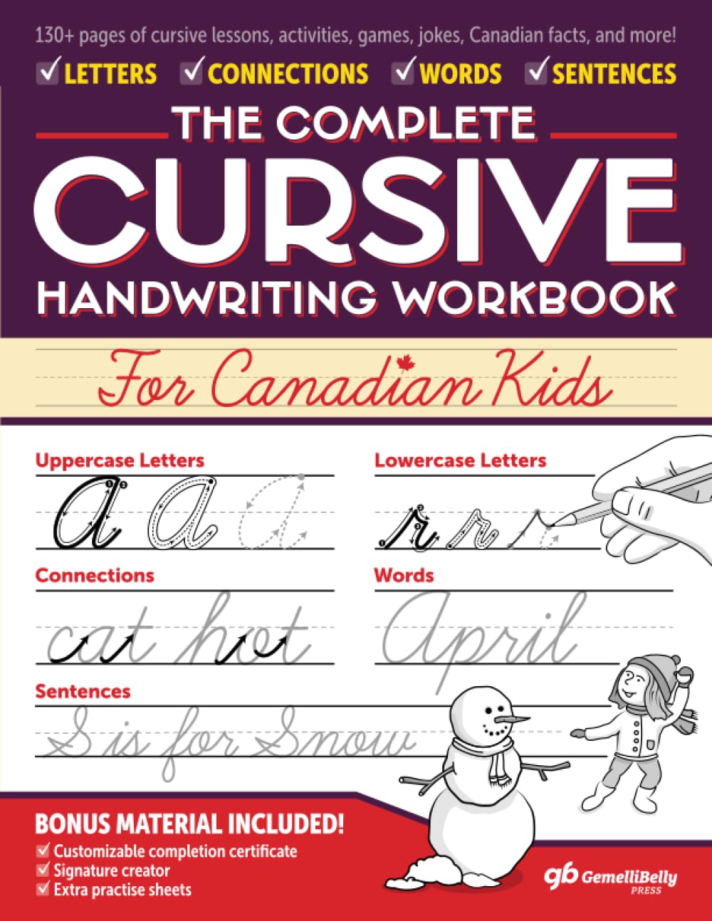 The Complete Cursive Handwriting Workbook For Canadian Kids: A ...