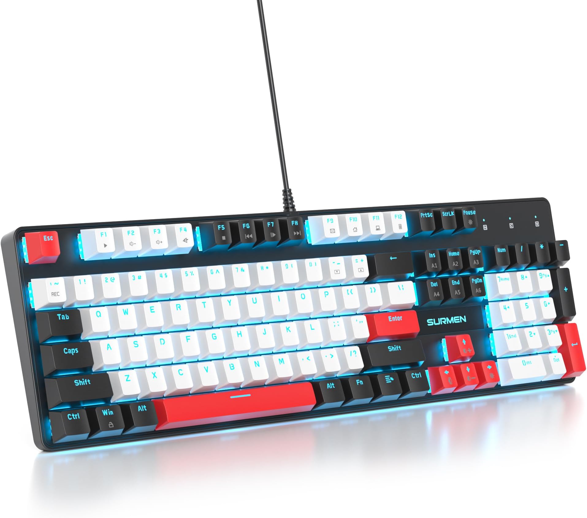 Amazon.com: Owpkeenthy 104 Keys Full Size Mechanical Gaming Keyboard ...