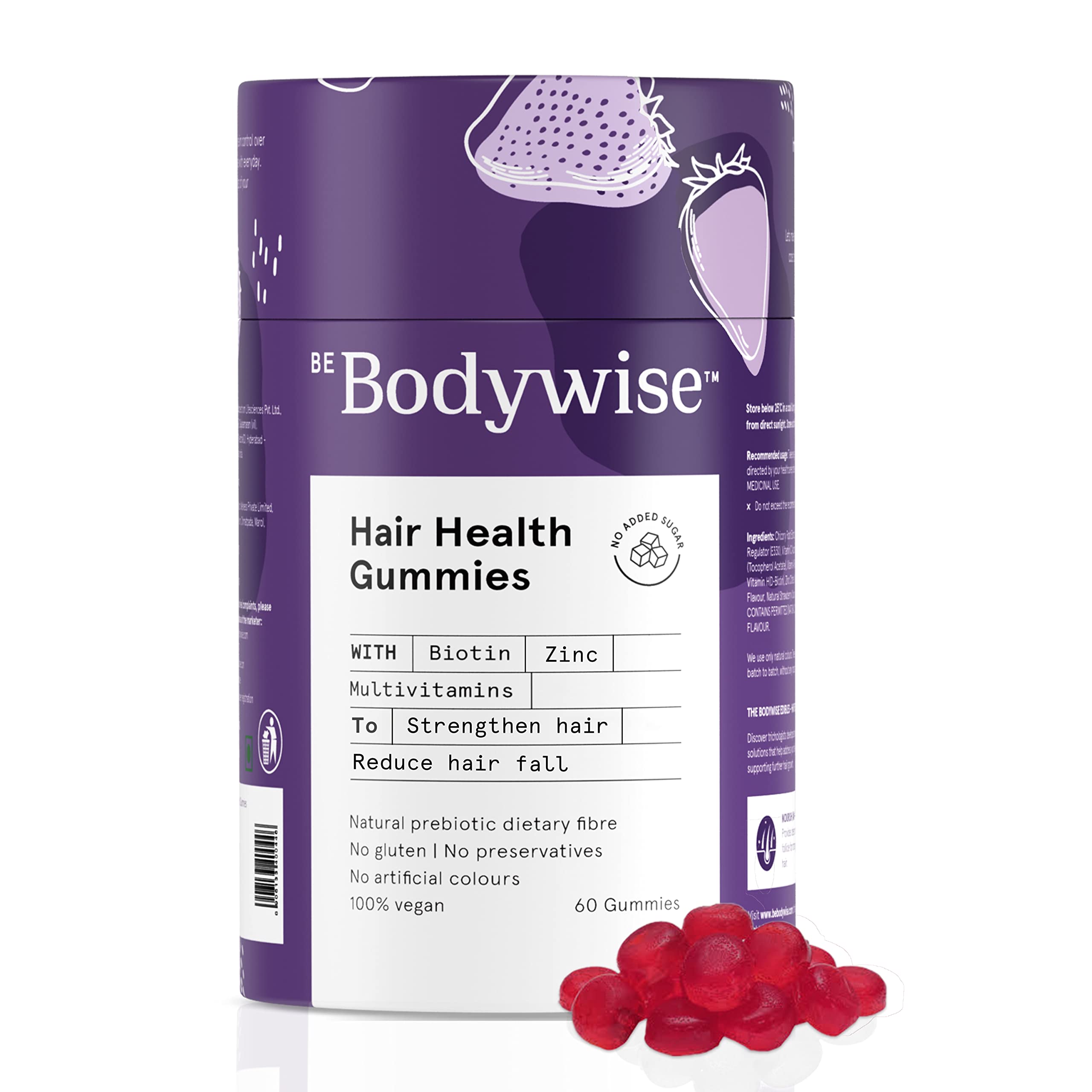 Bodywise Biotin Hair Gummies | No Added Sugar | High Potency Biotin ...