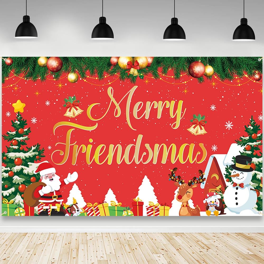 Amazon.com : AIBIIN Merry Friendsmas Backdrop Santa Claus Reindeer ...