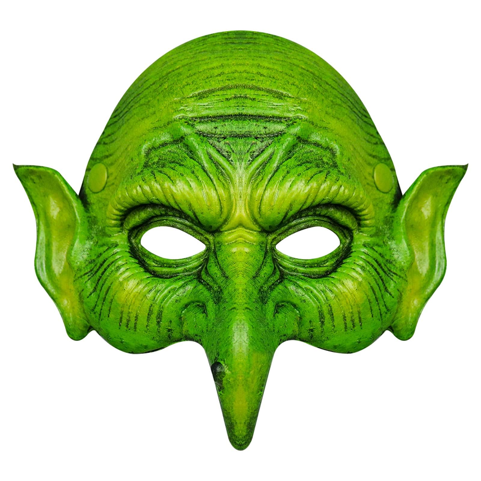 Amazon.com: Varuotu Green Goblin Mask Halloween Witch Mask Devil Half ...