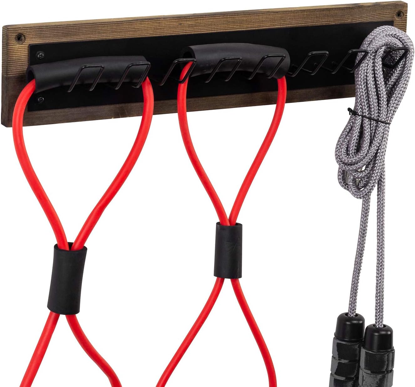 Amazon.com : MyGift Rustic Burnt Wood Exercise Equipment Storage Rack ...