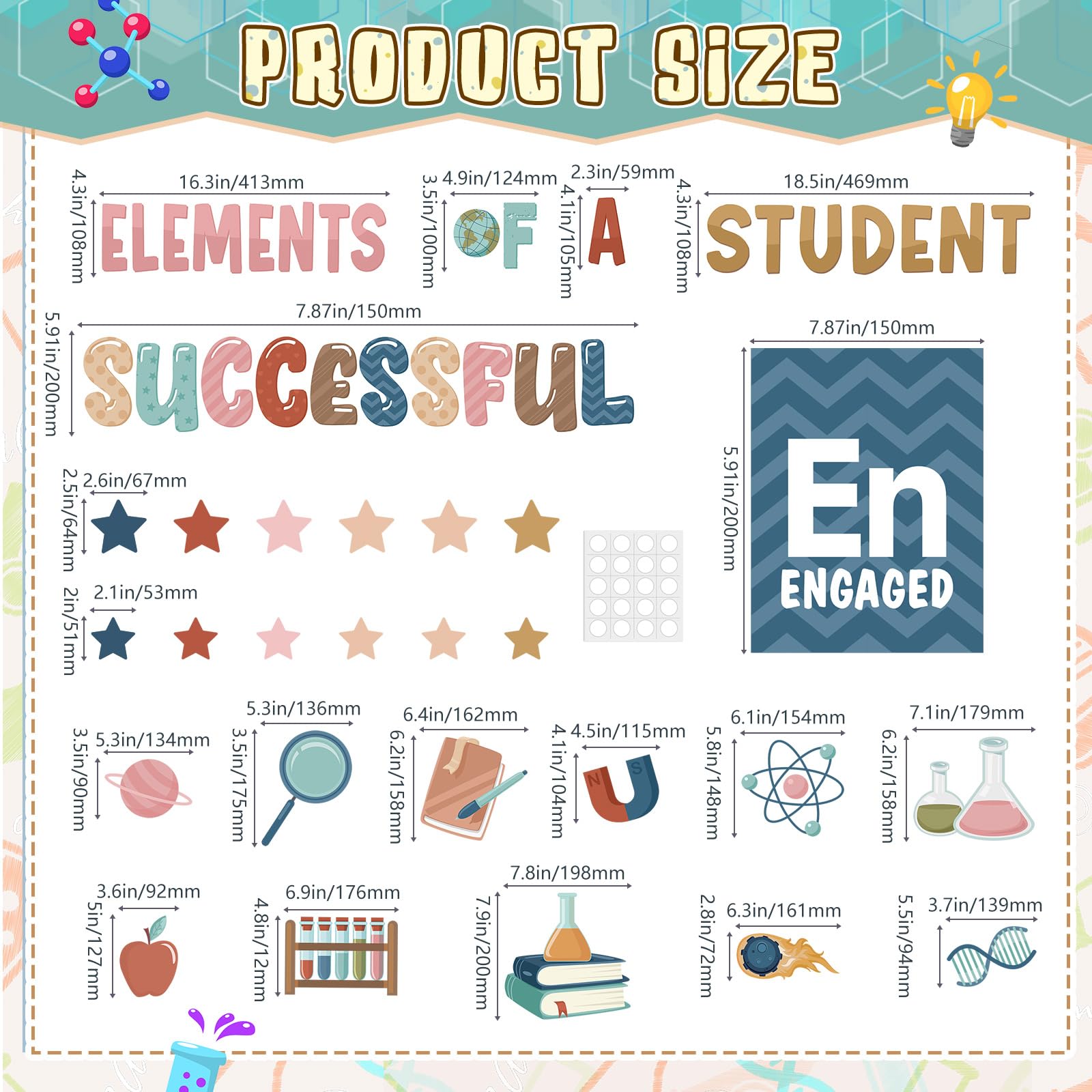 Snapklik.com : Pasimy 64 Pcs Science Bulletin Board Set Science ...