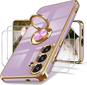 Amazon.com: Dretal for Samsung Galaxy S25 5G Case, 2X Screen Protector, 360° Rotatable Ring ...