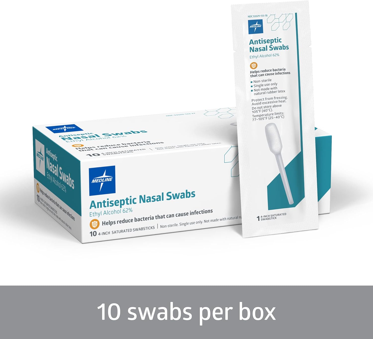 Buy Medline Antiseptic Nasal Swabs, Reduces 99.99% of Bacteria ...