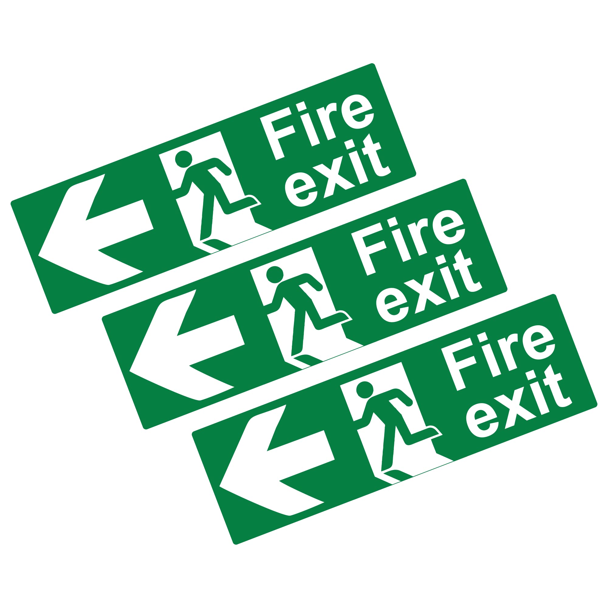 stcky Fire Exit Sign - 30cm x 10cm Ideal Sized Fire Exit Left Arrow ...