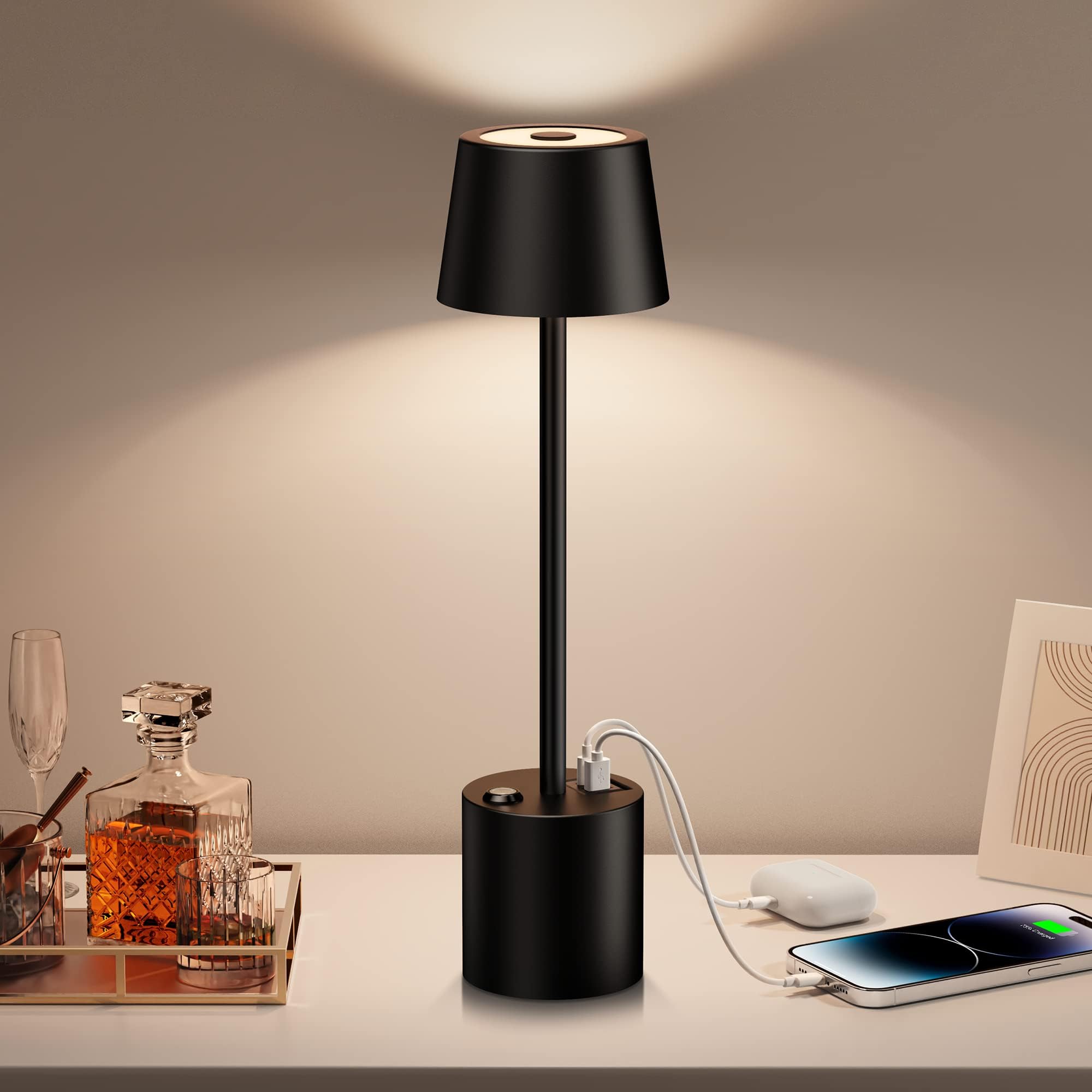 Portable Cordless Led Table lamp - 8000mAh Rechargeable Battery ...