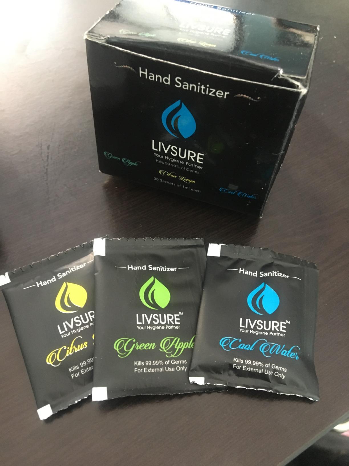 Livsure Hand Sanitizer Sachets Of 1Ml Each- 3 Boxes X 30 Sachets (Pack ...