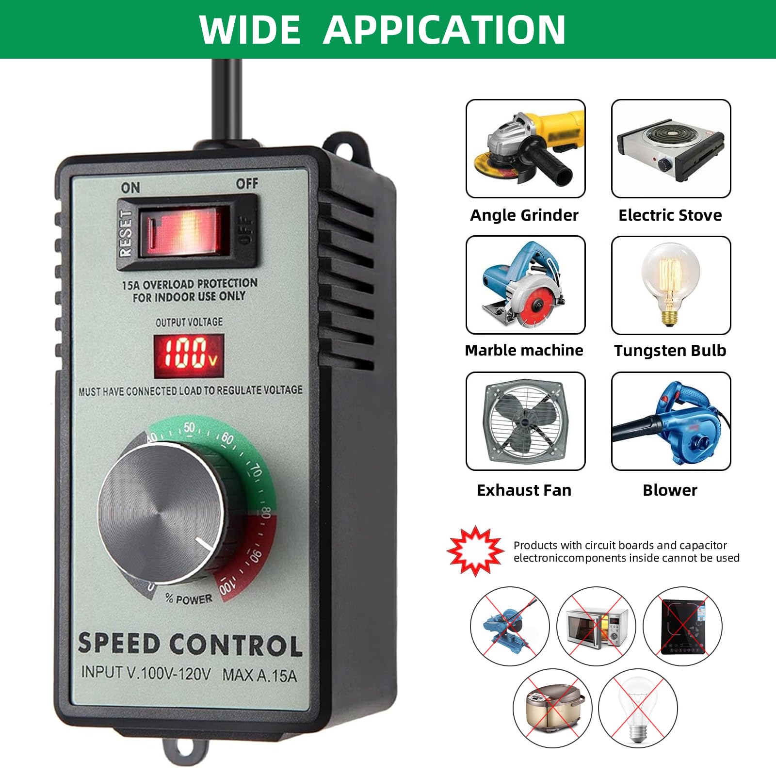 Snapklik.com : AC Motor Speed Controller 120V Fan Voltage Regulator ...