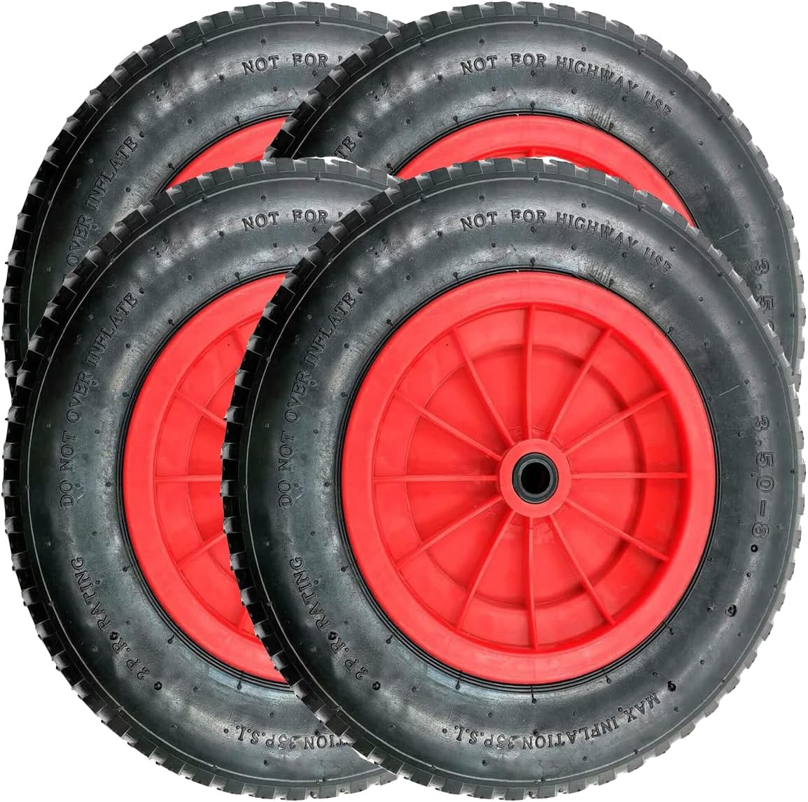 Yorkshire Homeware 4x 14" Pneumatic Wheelbarrow Wheel Inflatable Tyre ...