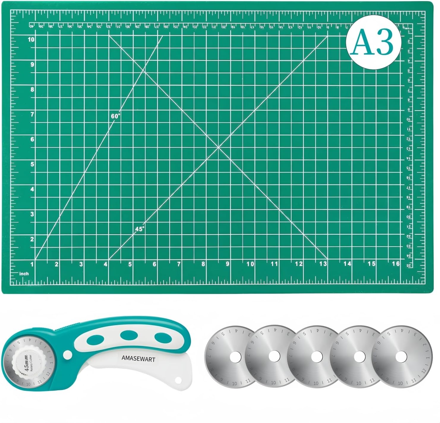Amazon.com: 38PCS Rotary Cutter Set, 45mm Rotary Fabric Cutter Wheel ...