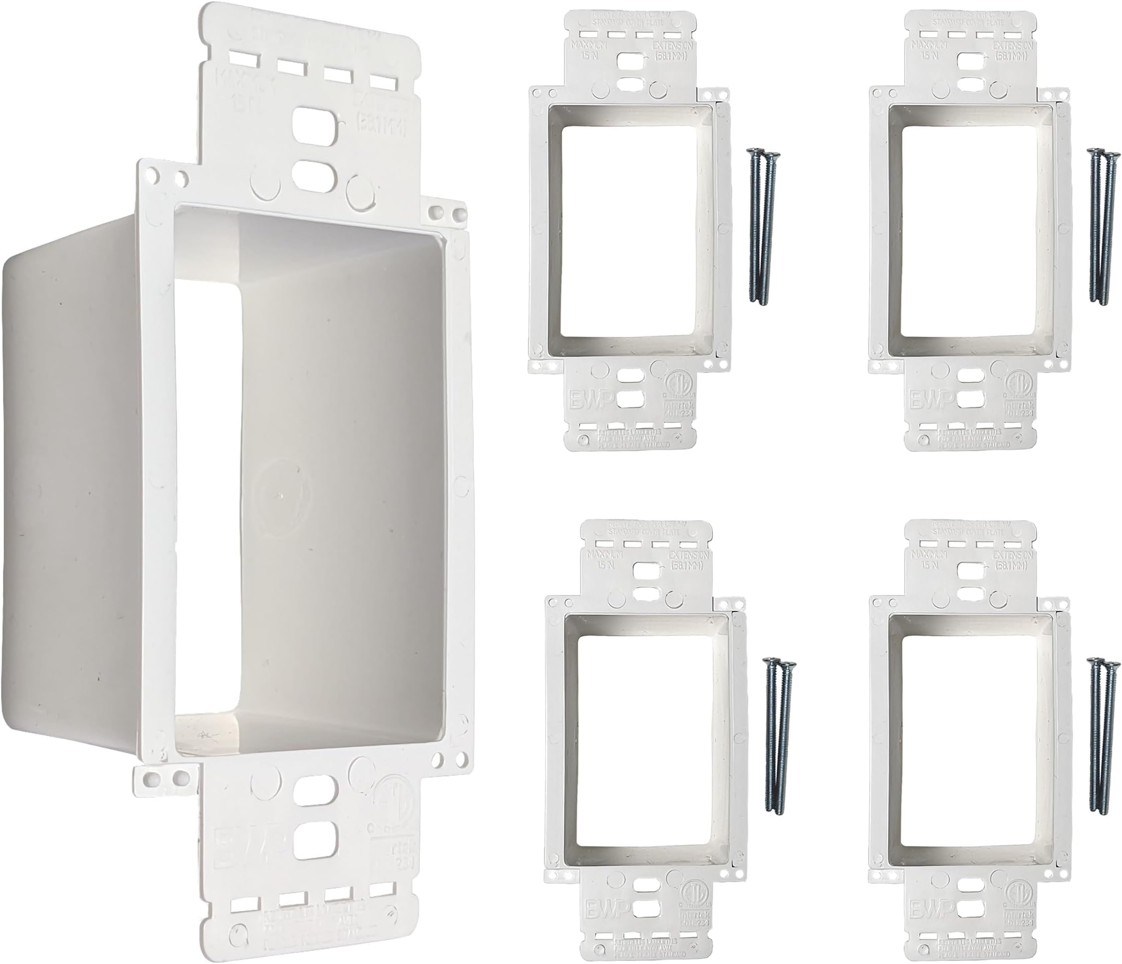 Arlington BE1-5 Electrical Outlet Box Extender, 1-Gang, White, 5-Pack ...