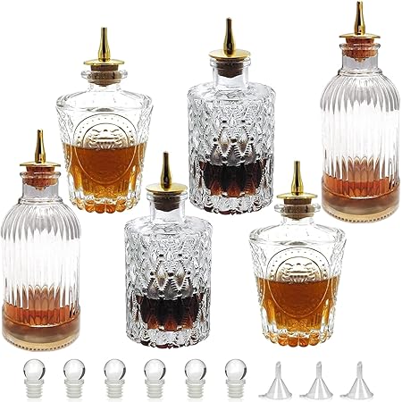 Amazon.com: Bitters Bottles Set of 6 - Glass Dasher Bottles with Dash ...