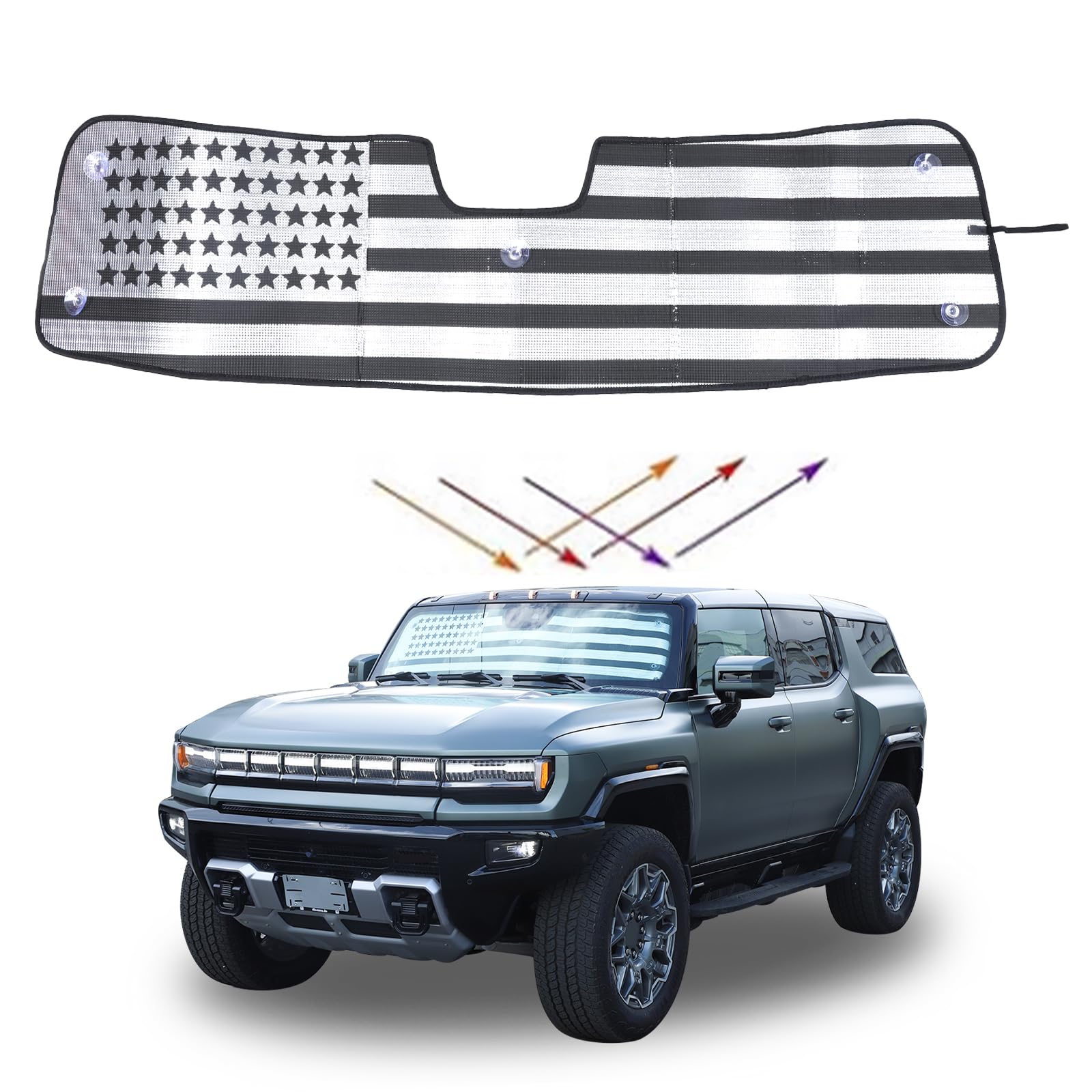 Amazon.com: Hummer EV Windshield Sun Shade,American Flag Sun Visor for ...