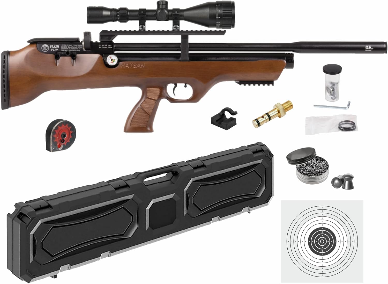 Amazon.com : Hatsan FlashPupQE PCP .25 Cal Air Rifle with Scope and ...