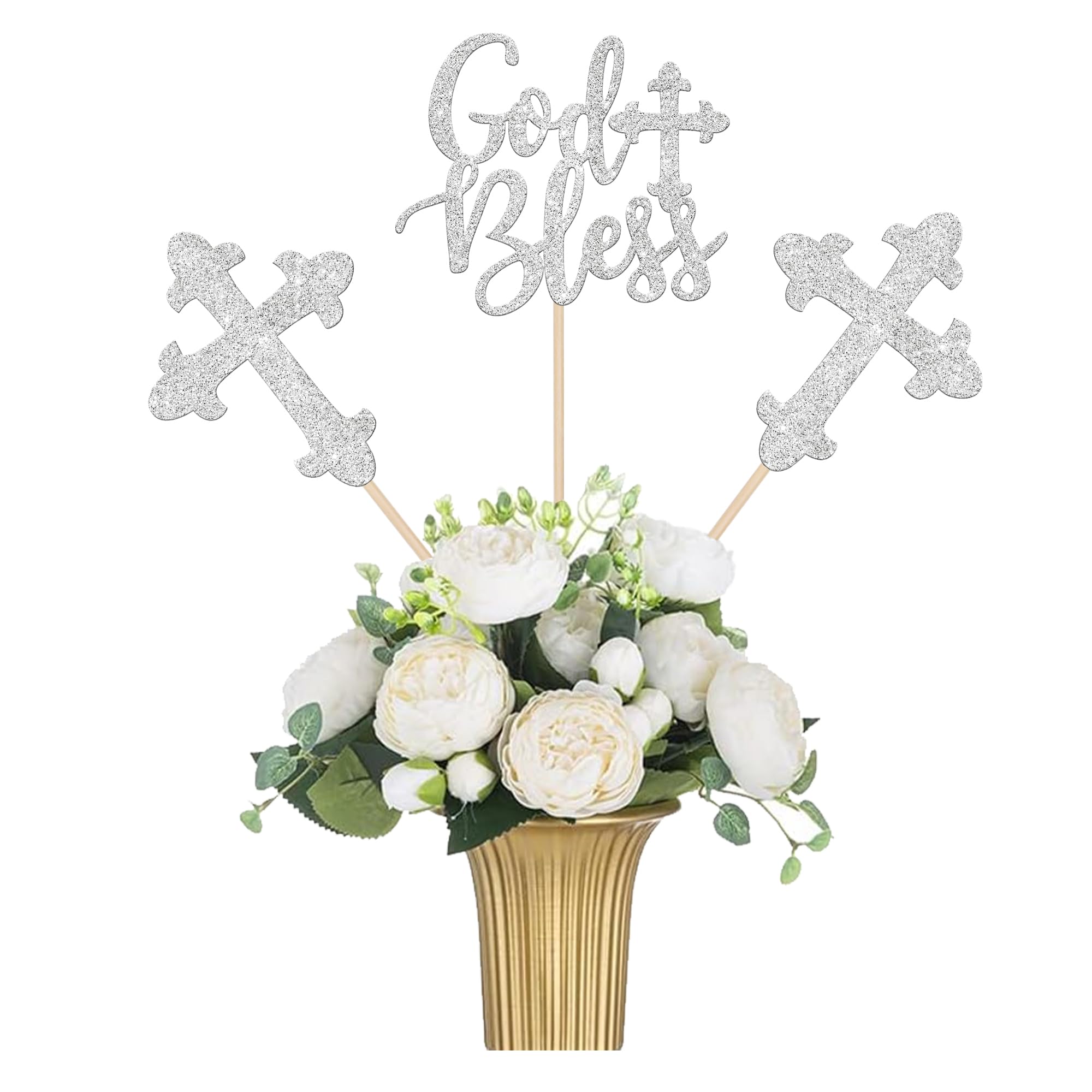 Amazon.com: 12 PCS God Bless and Baptism Centerpiece Sticks God Bless ...