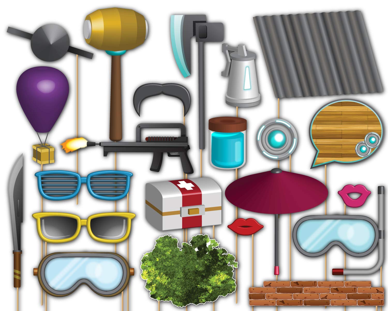 Amazon.com: Fortress / Battle Gamer Fortnight Photo Booth Props Kit ...