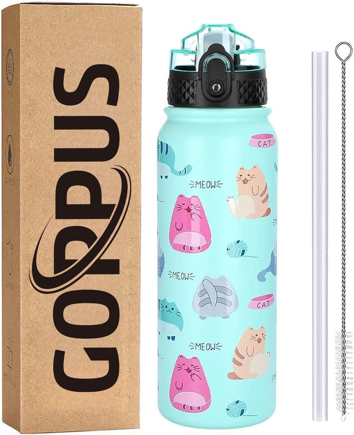 GOPPUS Borraccia Acciaio Inossidabile 600ml/20oz con Cannuccia ...