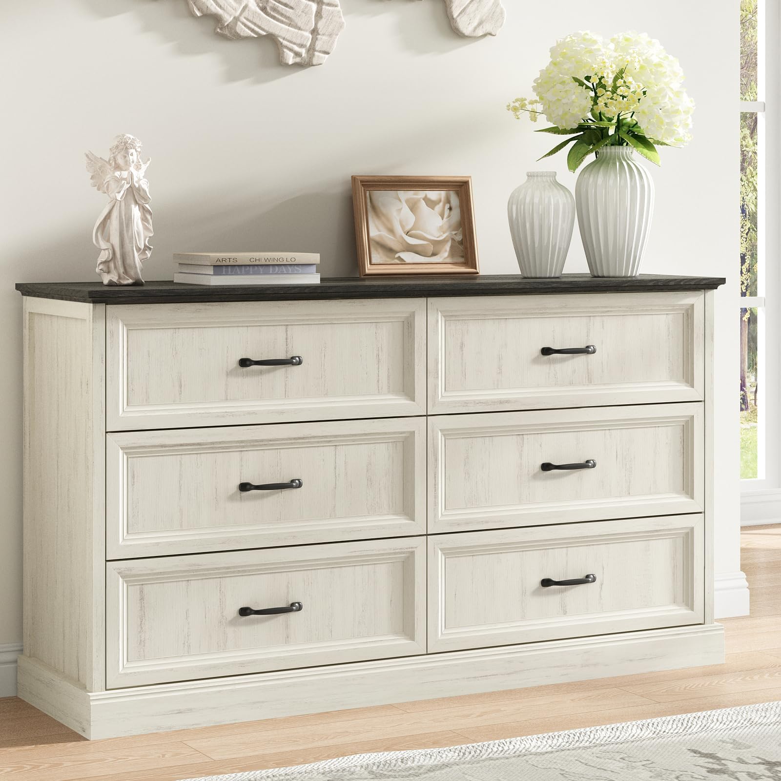 Amazon.com: IRONCK Farmhouse 6 Drawers Dresser for Bedroom, 55.1" Large ...