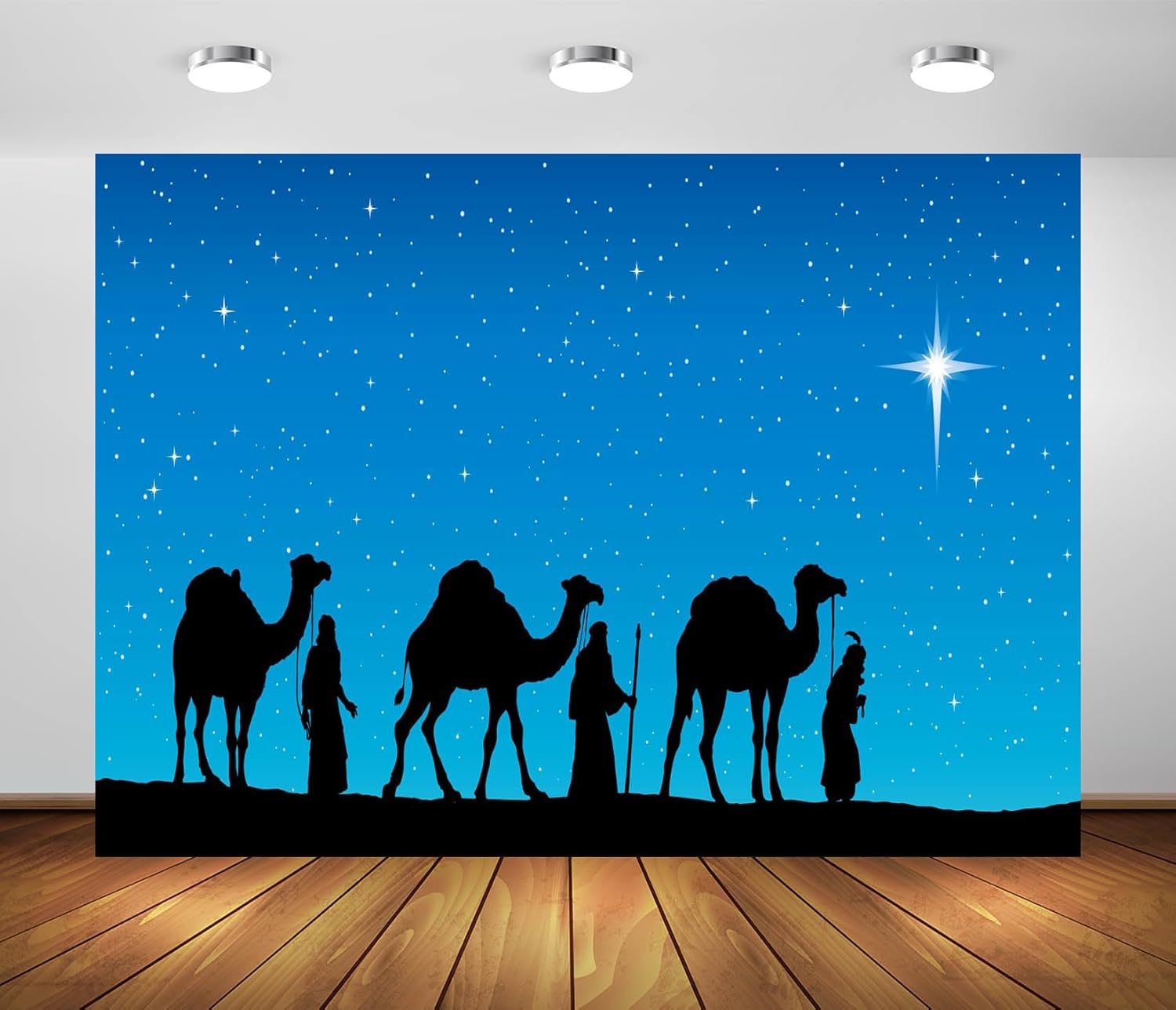 Amazon.com : BELECO 5x3ft Fabric Nativity Scene Backdrop Christmas Star ...