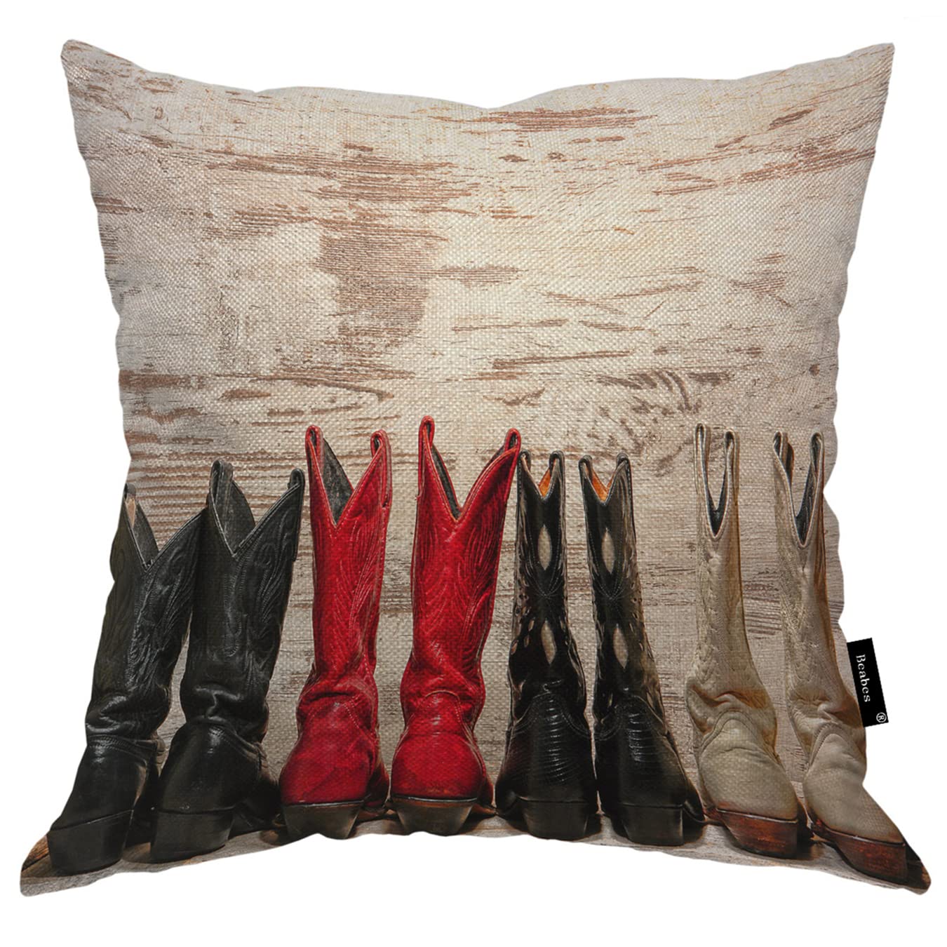 Amazon.com: Beabes Cowboy Boots Throw Pillow Cover, 18x18 Inch Retro ...