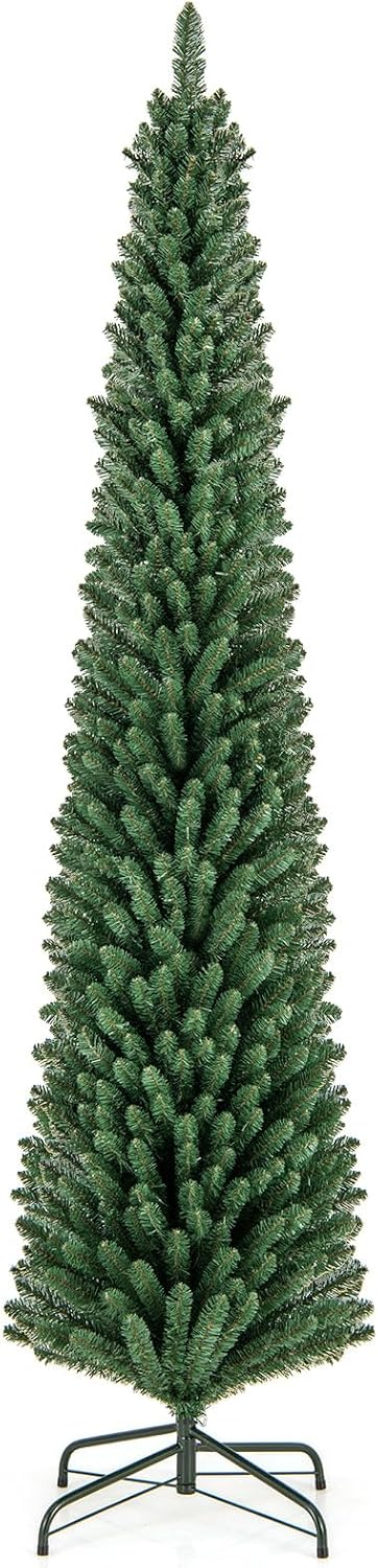 Amazon.com: Goplus 8ft Slim Pencil Christmas Tree, Artificial Skinny ...