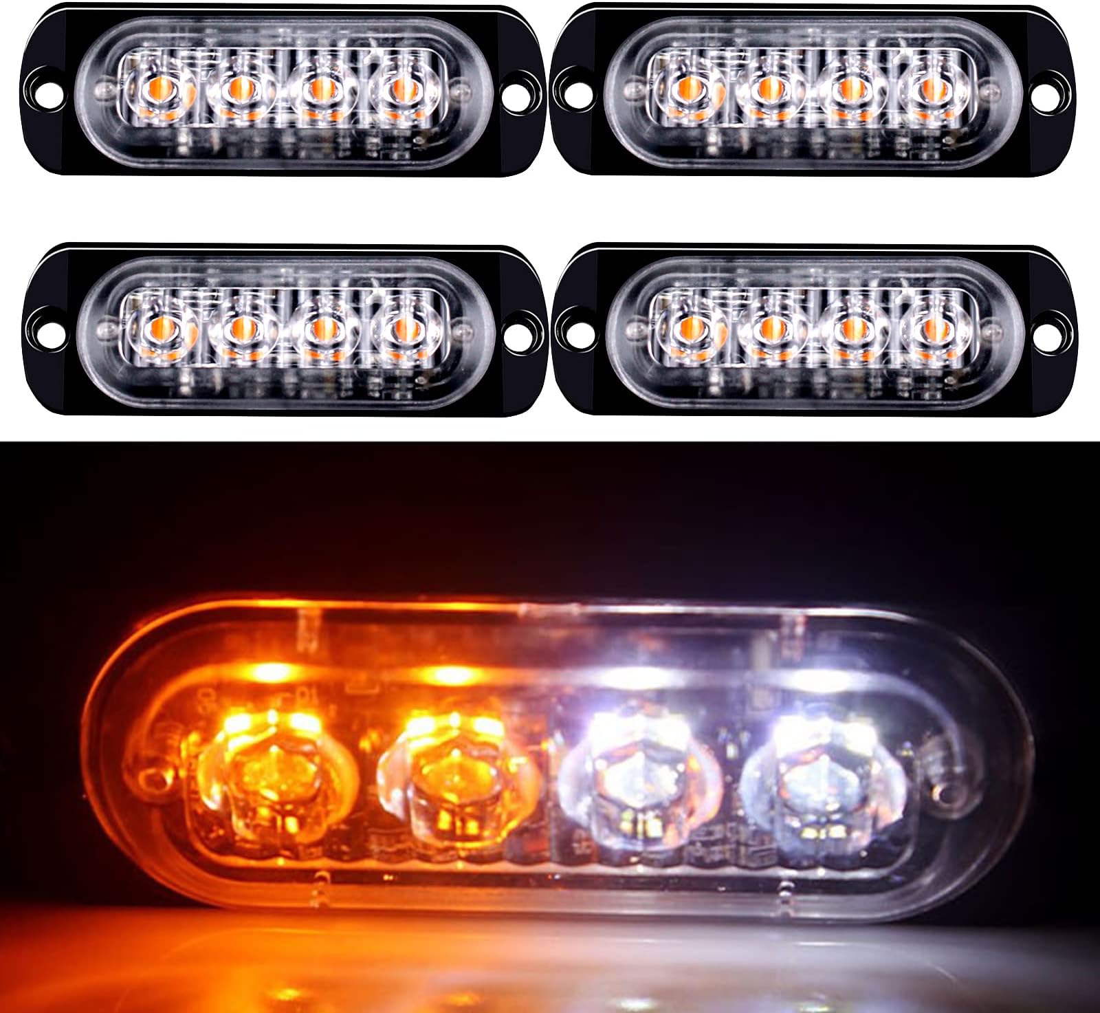 4 Piezas Luces estroboscópicas de advertencia, luces estroboscópicas de ...