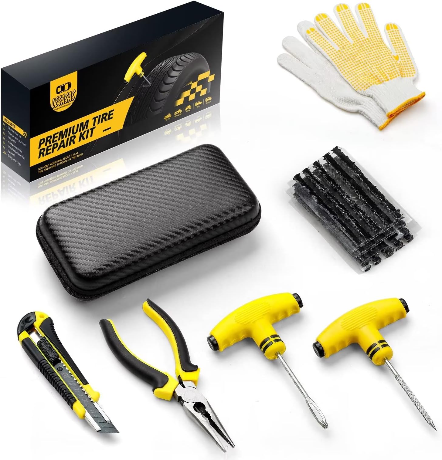 lesasas Tyre Repair Kit - Car Puncture Repair Kit – Emergency Fix ...