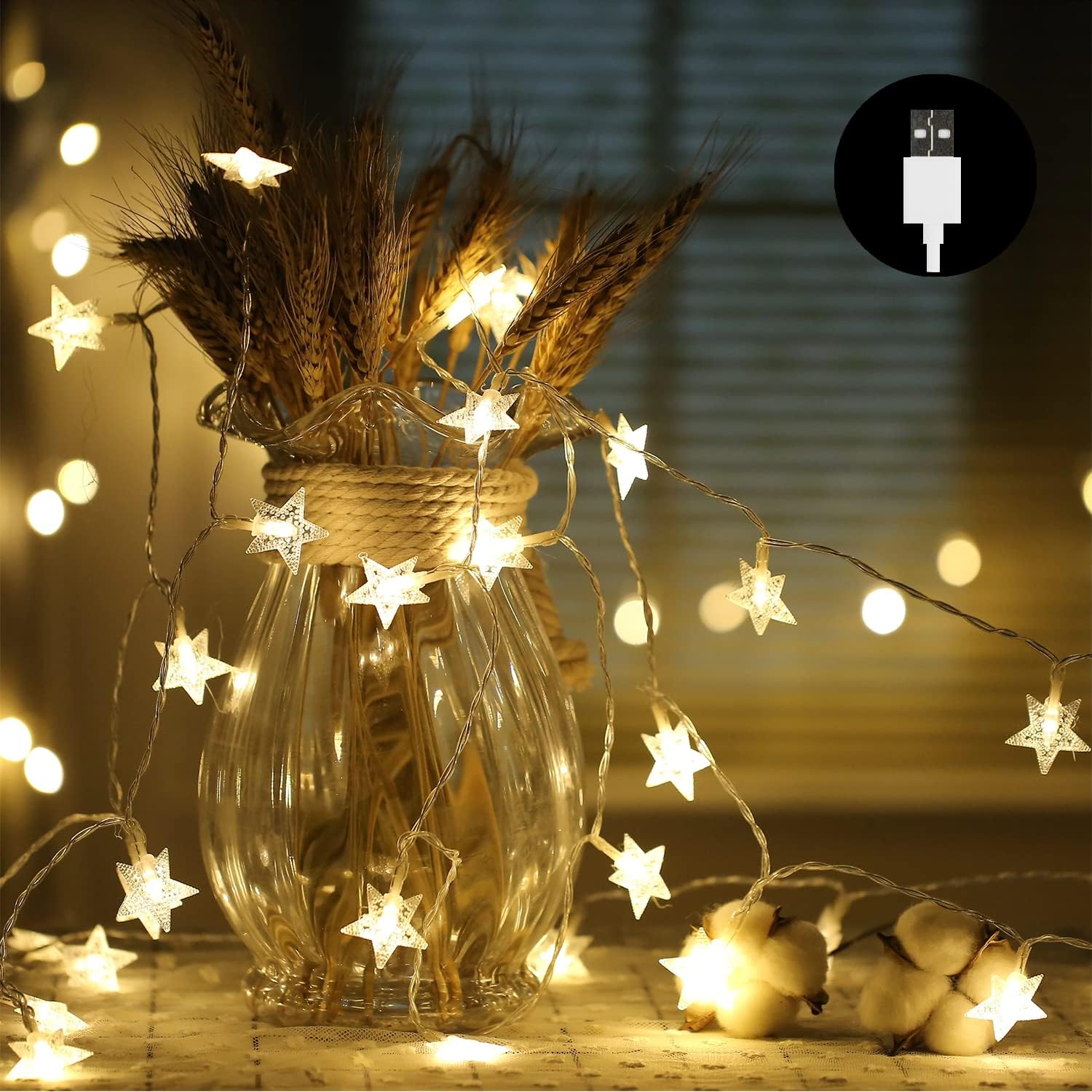 Amazon.com: Christmas Snowflake String Lights, 20 FT 40 LED Battery ...