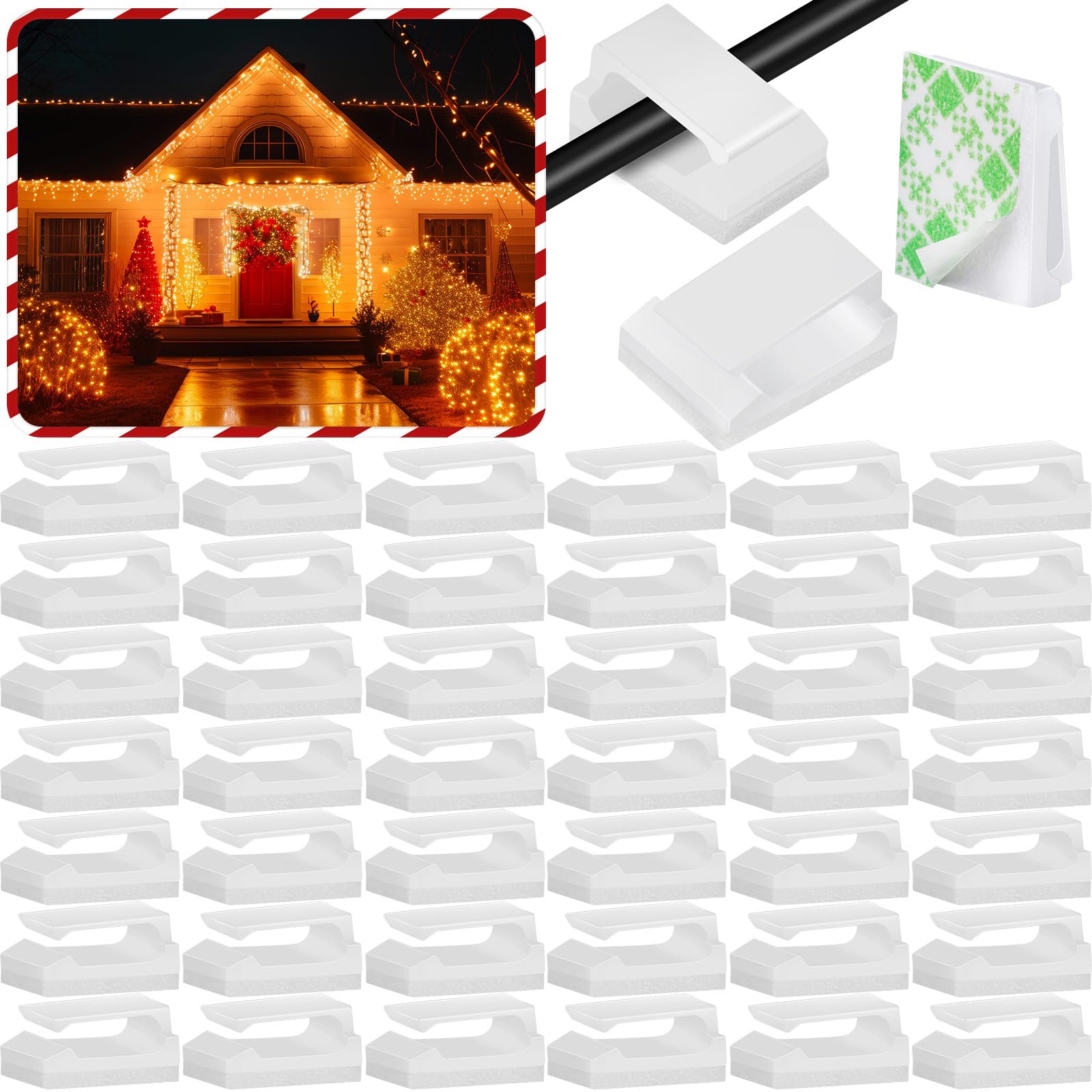 Amazon.com: Hicarer 100 Pcs Adhesive Cable Clips Hooks for Outdoor ...