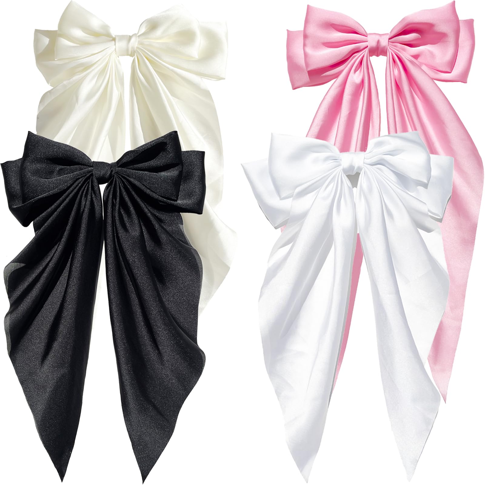 Amazon.com : 4PCS Aimin Hair Bows Silky Satin Hair Clip, Ponytail ...