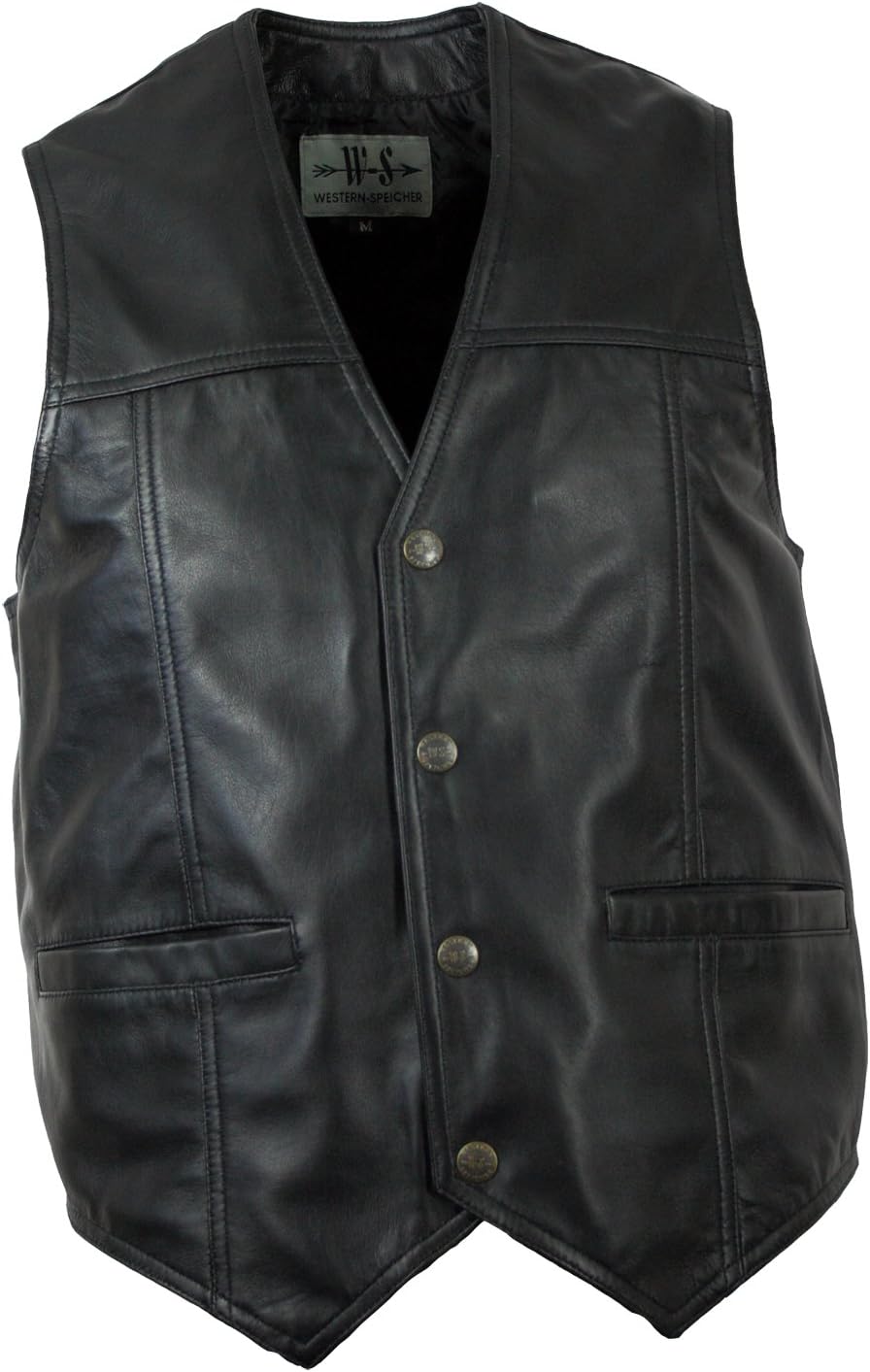 Lederweste Herren Biker Trucker Weste aus weichem Lammnappa Leder ...