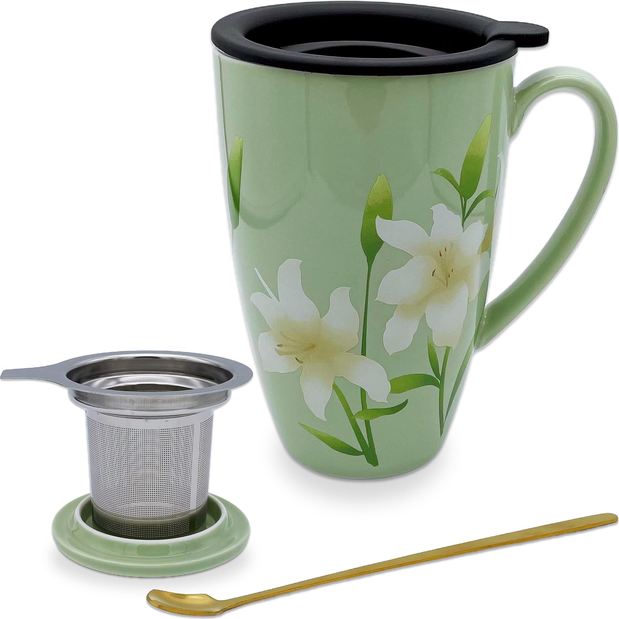 Amazon.com: Tealyra - Peak Ceramic Turquoise Tea Cup Infuser - 19-ounce ...