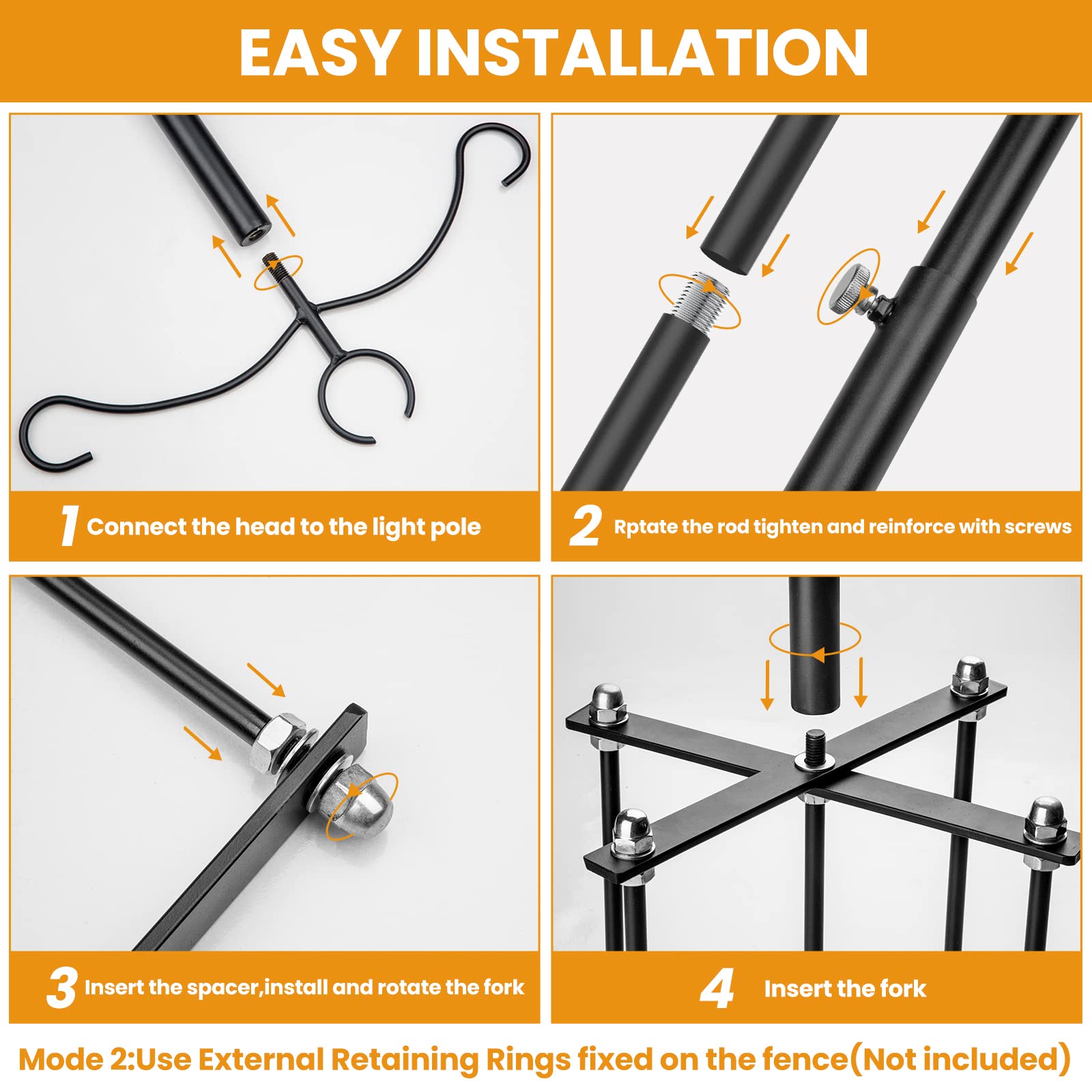 Reinforcing Pole Light Bases 10FT 12FT 15FT Curved Shape Aluminum