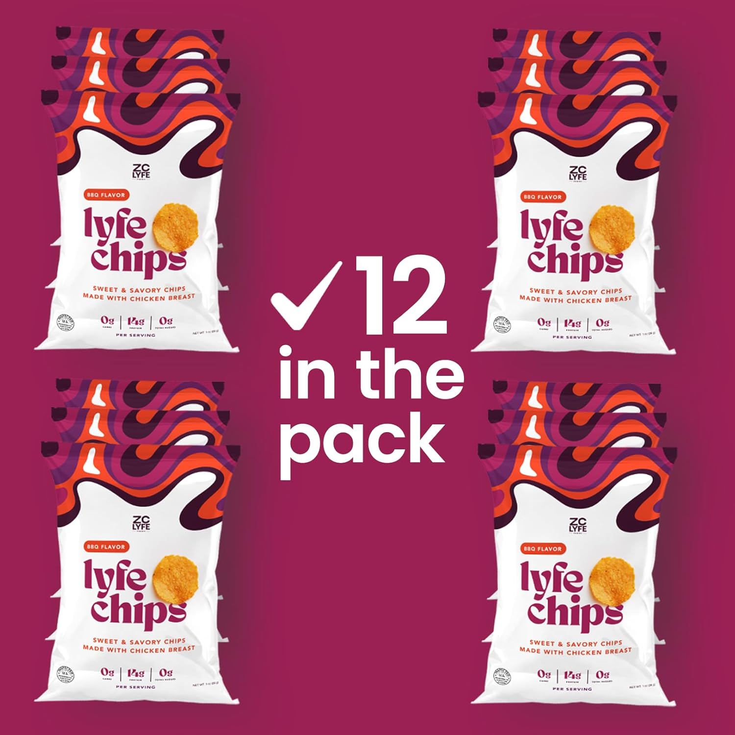 ZeroCarb LYFE – Chips de pechuga de pollo, chips de barbacoa dulces y ...