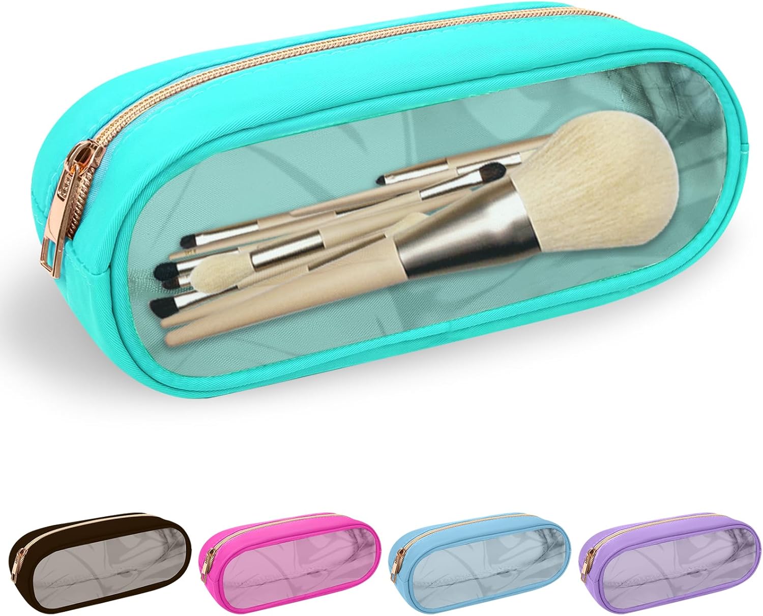 Amazon.com: Nylon Small Clear Makeup Bag Slim Pouch, Cute Preppy ...