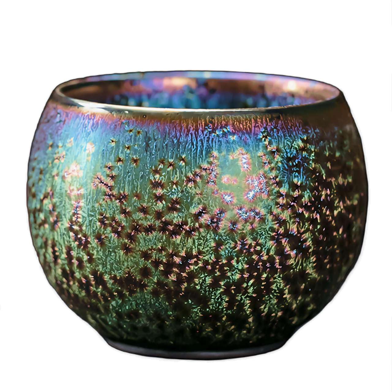 Amazon.com | YINYAOCC Colorful Tenmoku Tea Cup, Beautiful Peacock Glaze ...