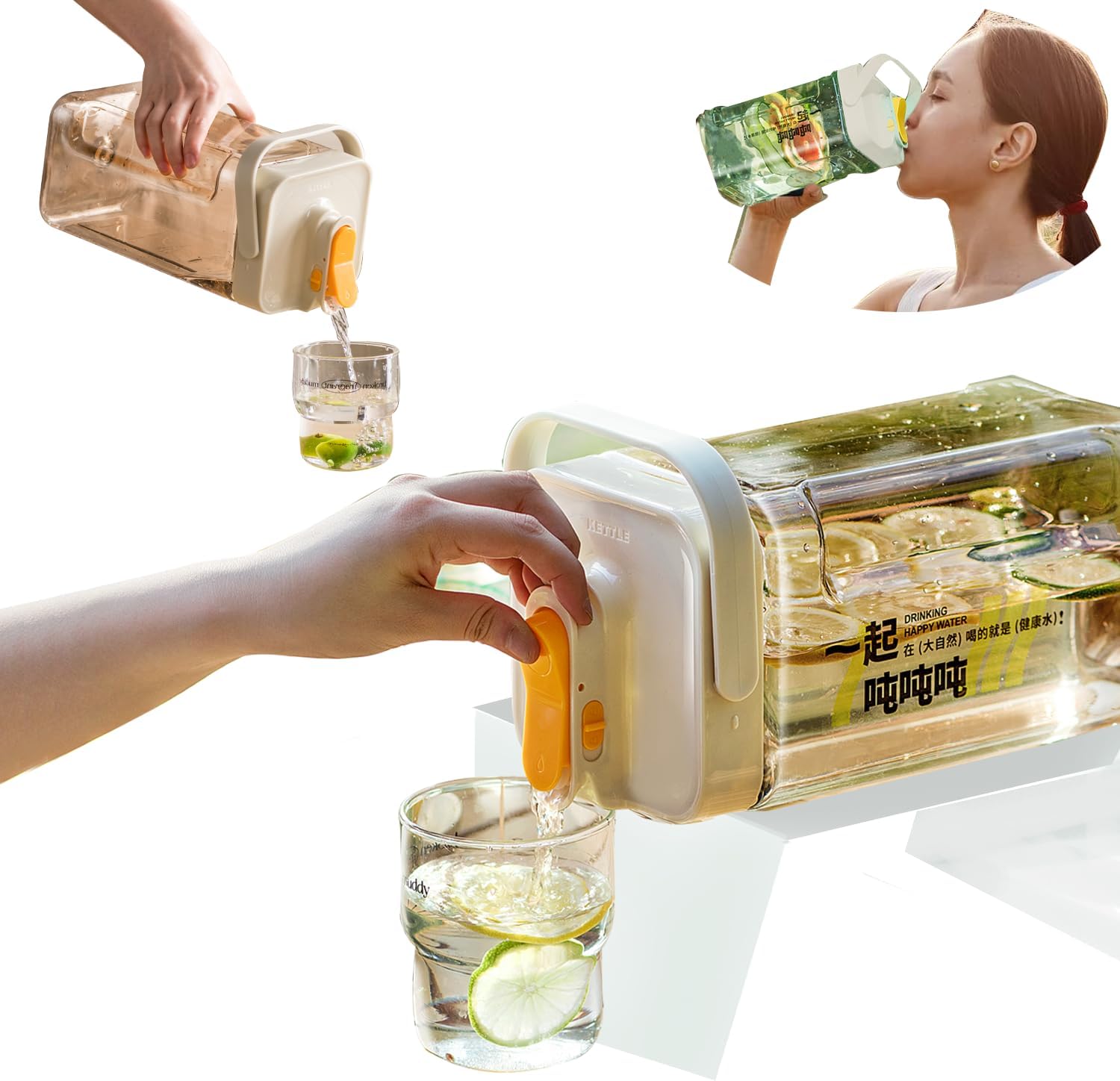 Amazon.com | SIXAQUAE Drink Dispenser for Fridge,1.4 Gallon Clear ...