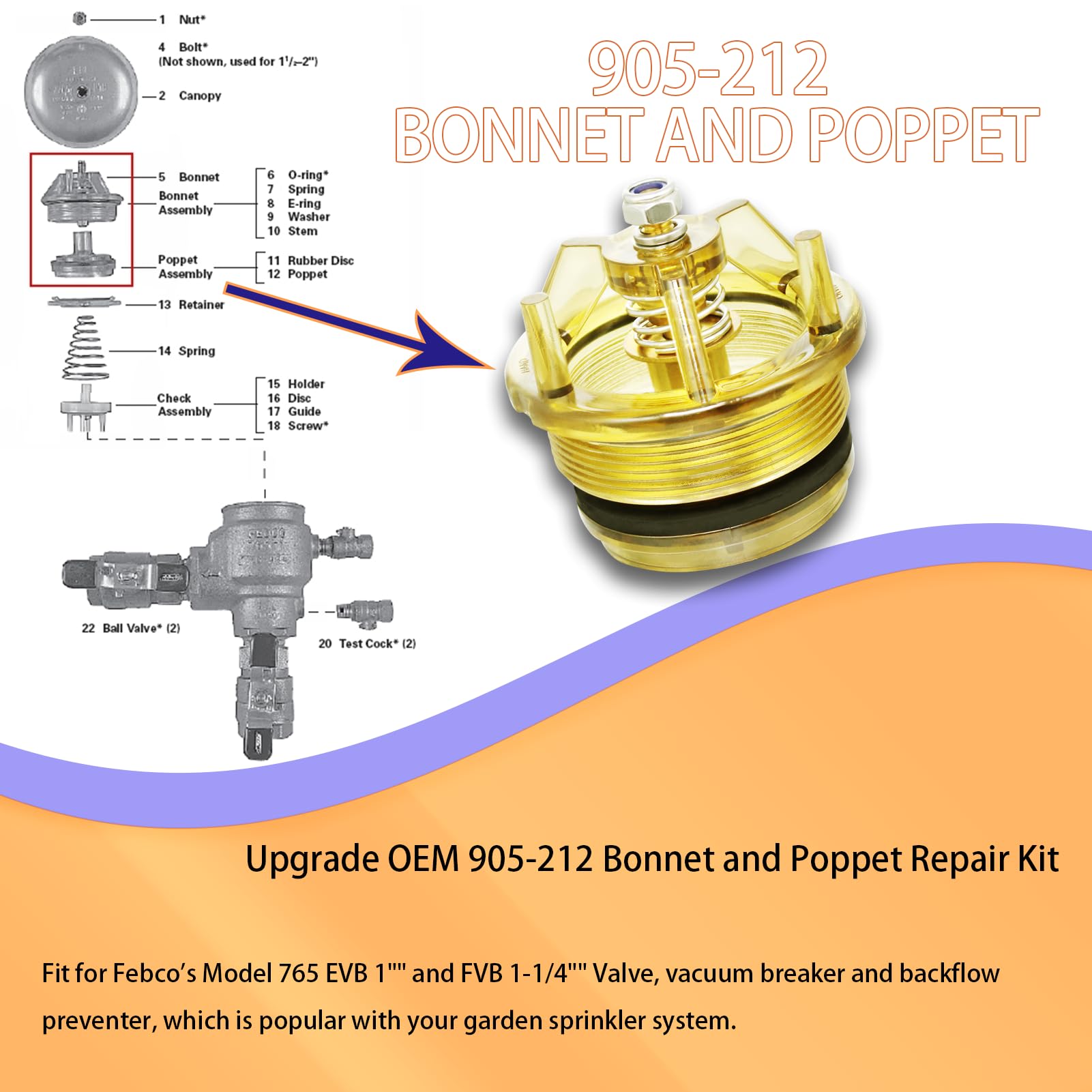 Snapklik.com : 2024 Upgrade 905-212 Bonnet And Poppet Repair Kit For ...