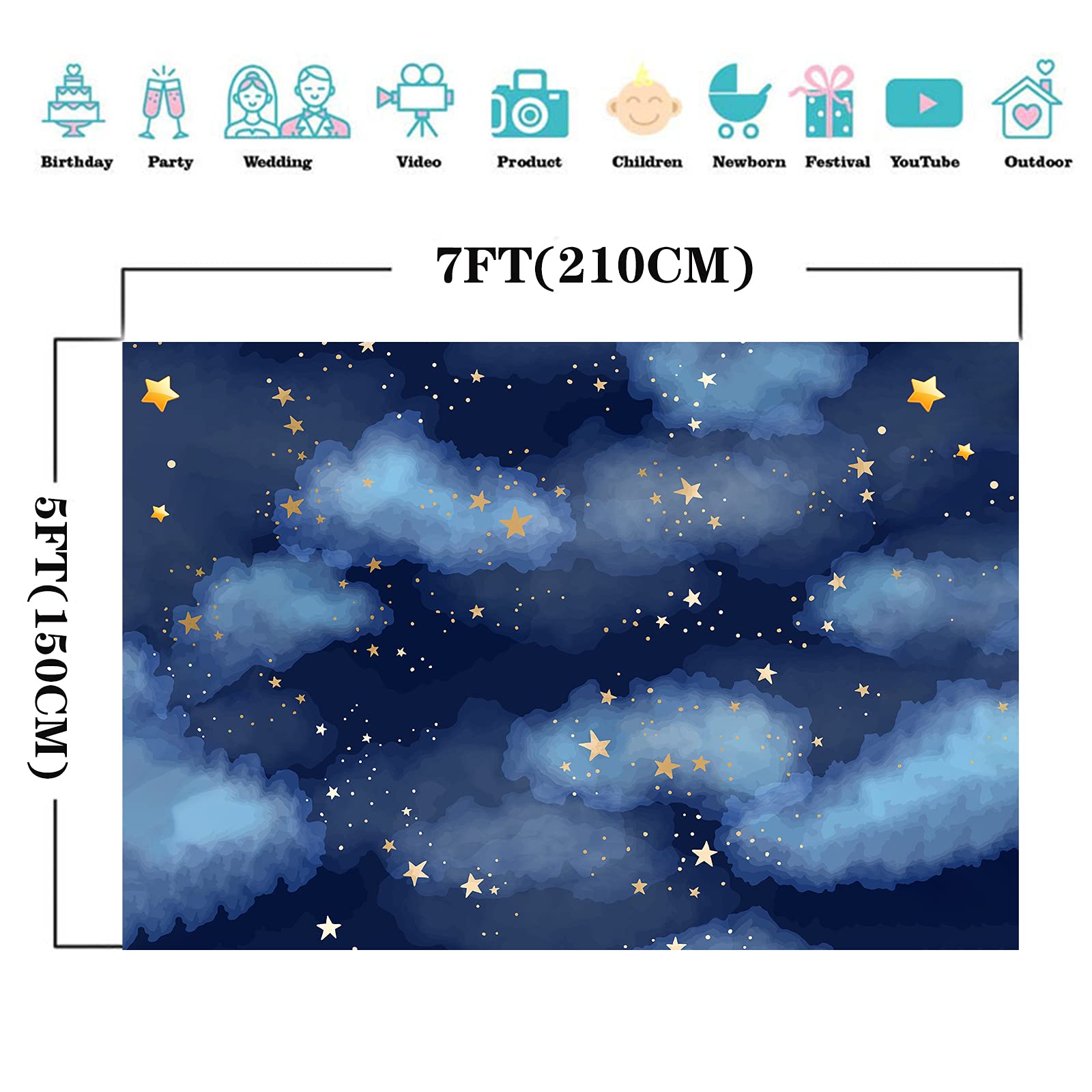 Buy Golden Stars Backdrop le le Little Star Background Flash Stars Blue ...