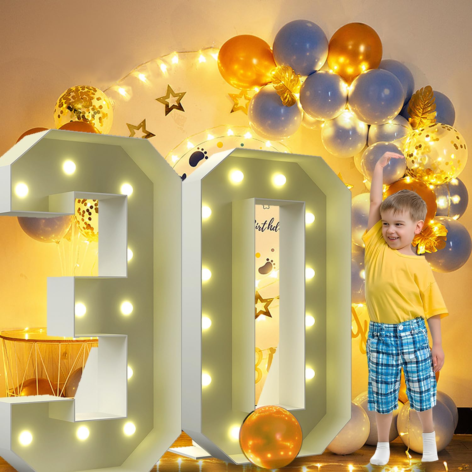 Amazon.com: 4FT Marquee Light up Numbers, 30 Mosaic Numbers Frame for ...
