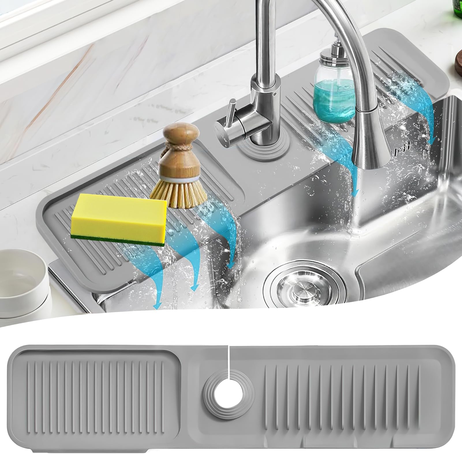 Amazon.com: Kitchen Silicone Sink Splash Guard,Faucet Sink Mat Splash ...