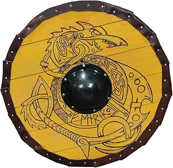 Amazon.com: Handcrafted Medieval Round Viking Shield Dragon Design ...