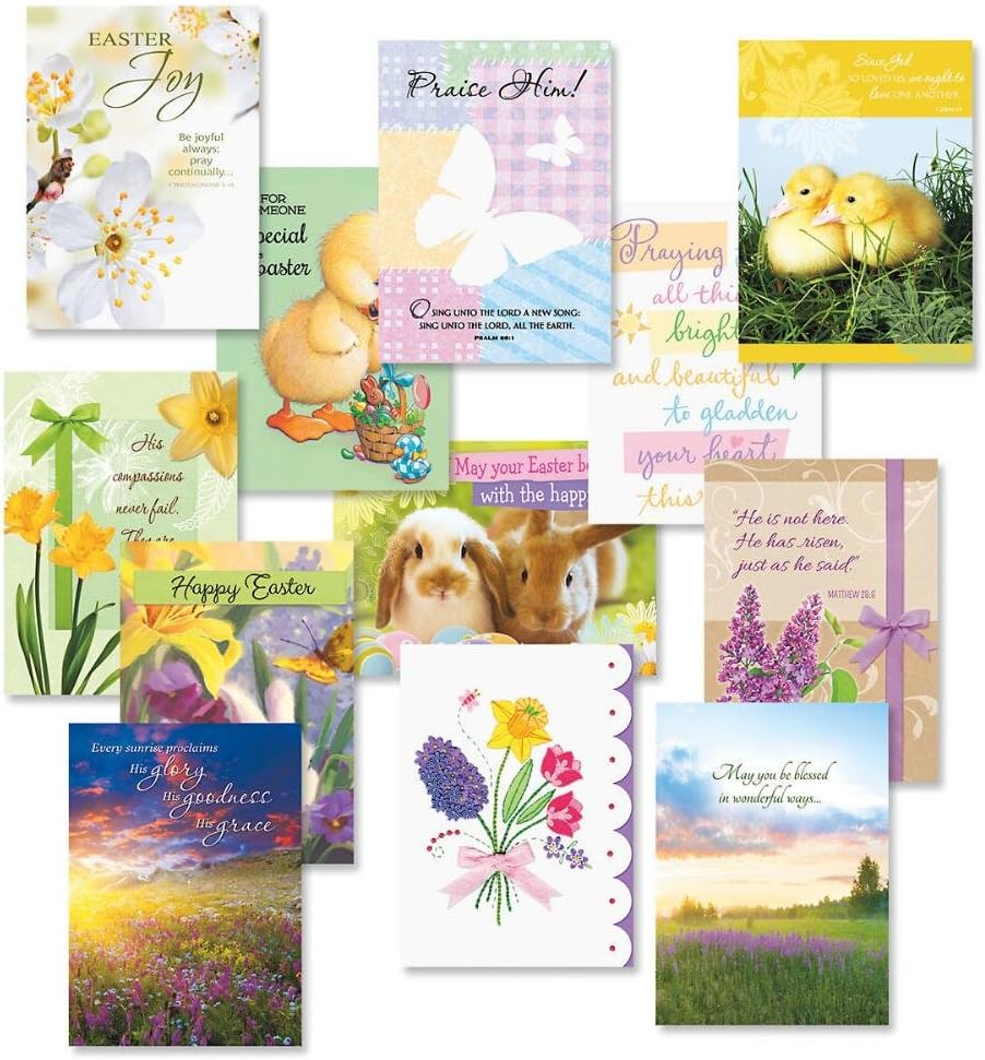 Amazon.com : Easter Faith Greeting Cards Value Pack - Set of 12 Large 5 ...